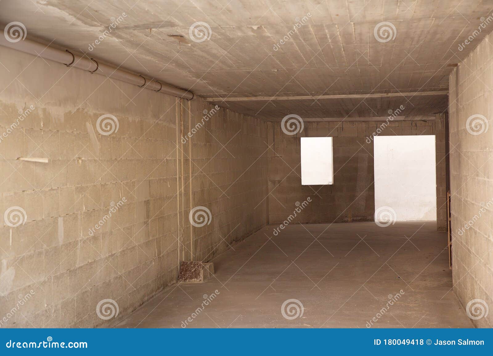Concrete Basement Room in a House Stock Photo - Image of building ...