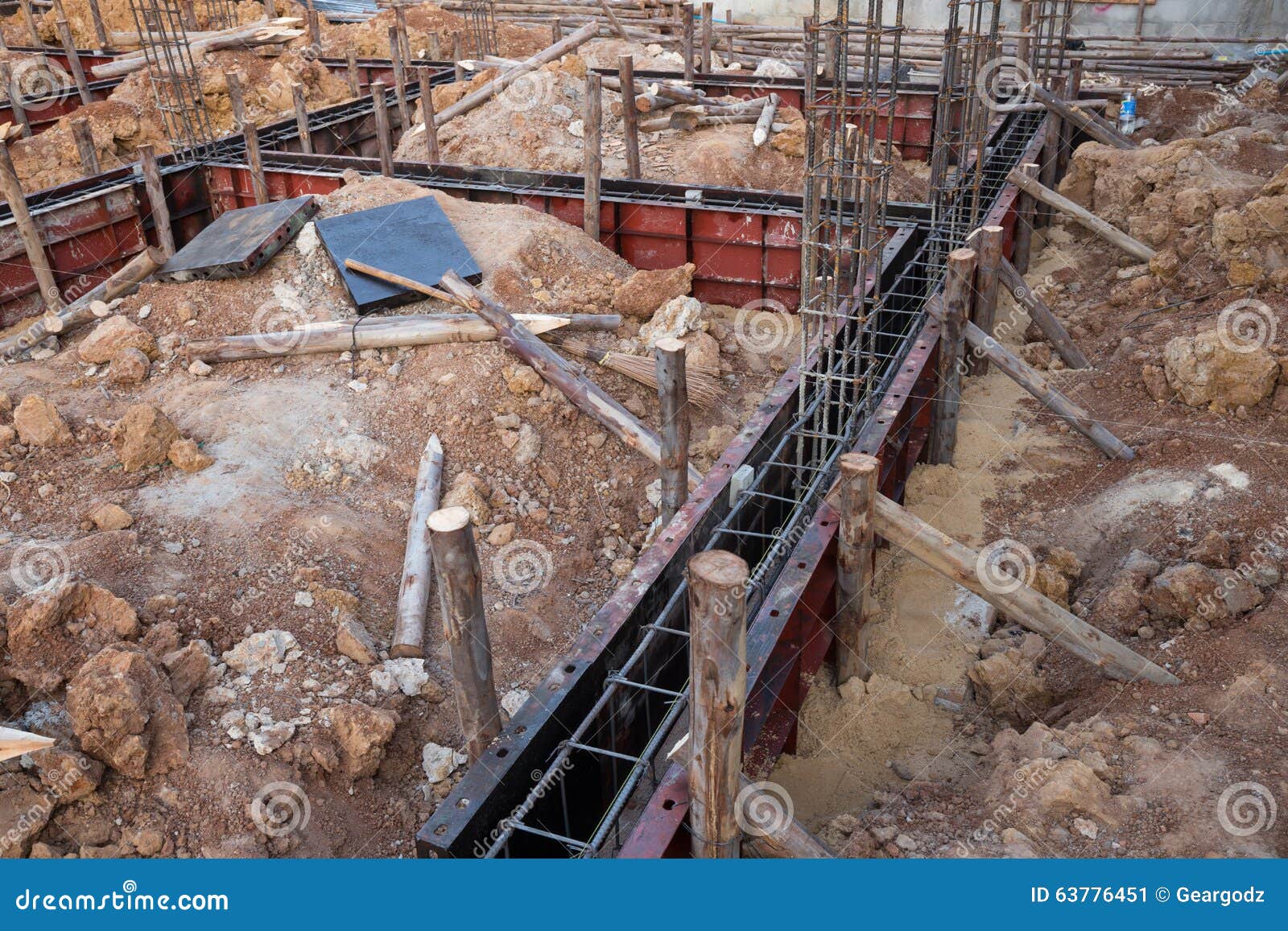 Concrete Beam Mold for House Construction Stock Image - Image of post ...