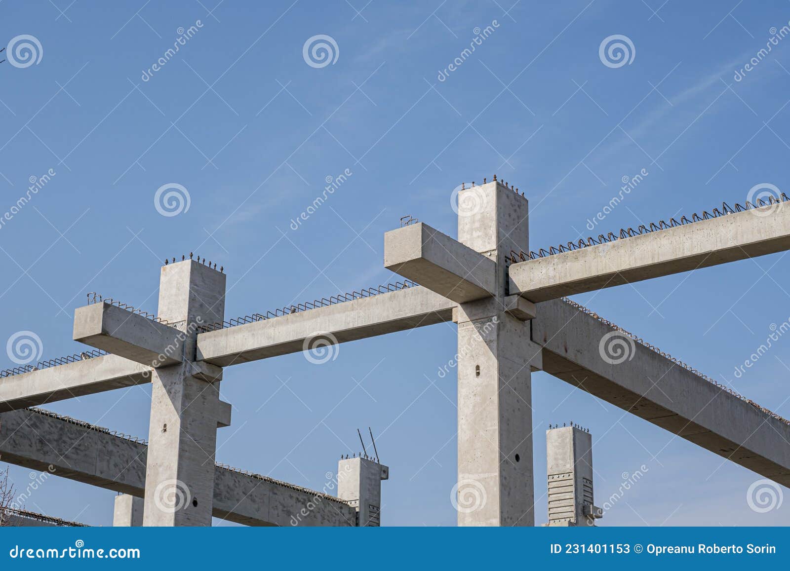Concrete Beams on Construction Site Stock Image - Image of home, brick ...