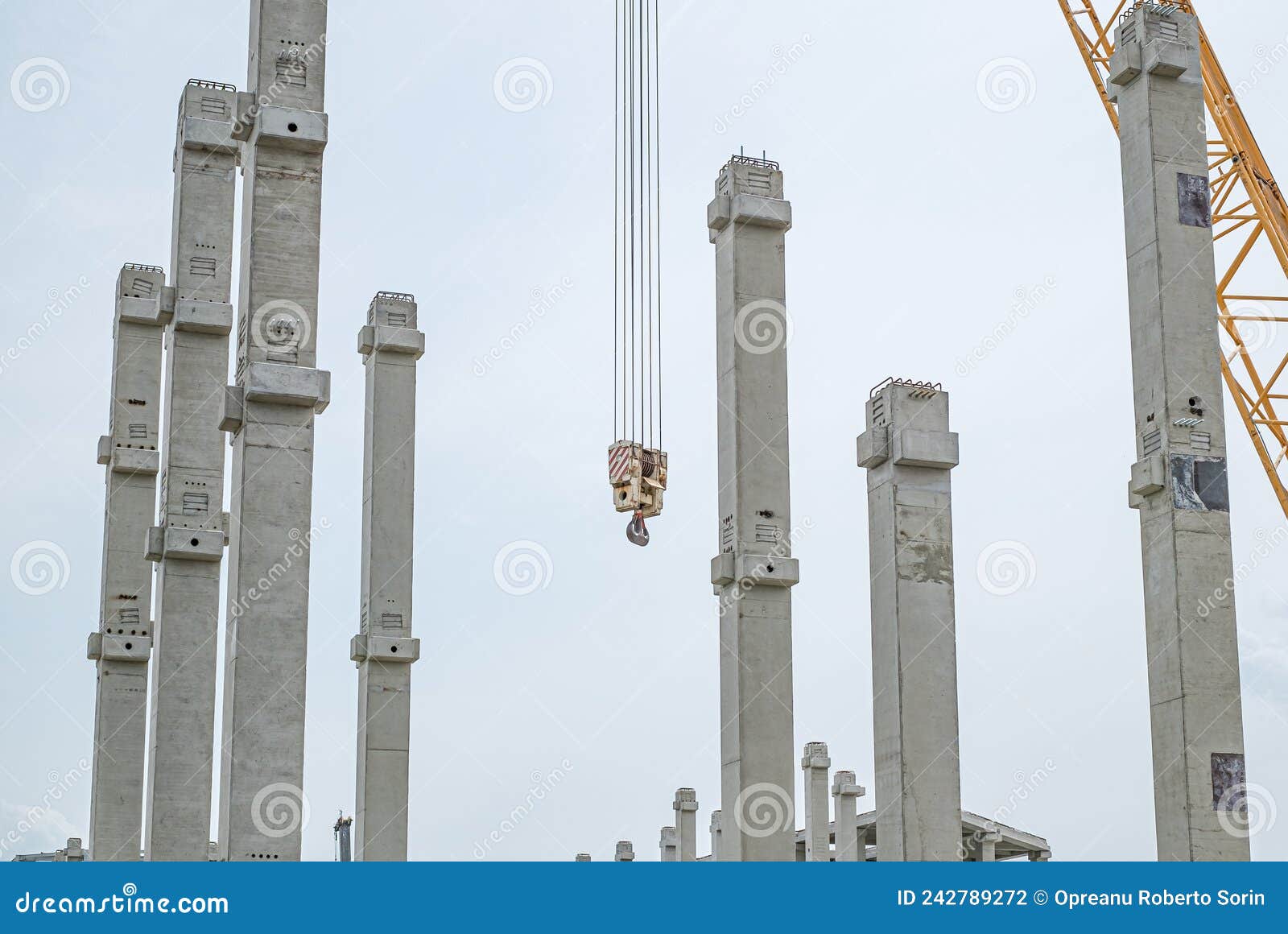 Concrete Beams on Construction Site Stock Photo - Image of cast ...