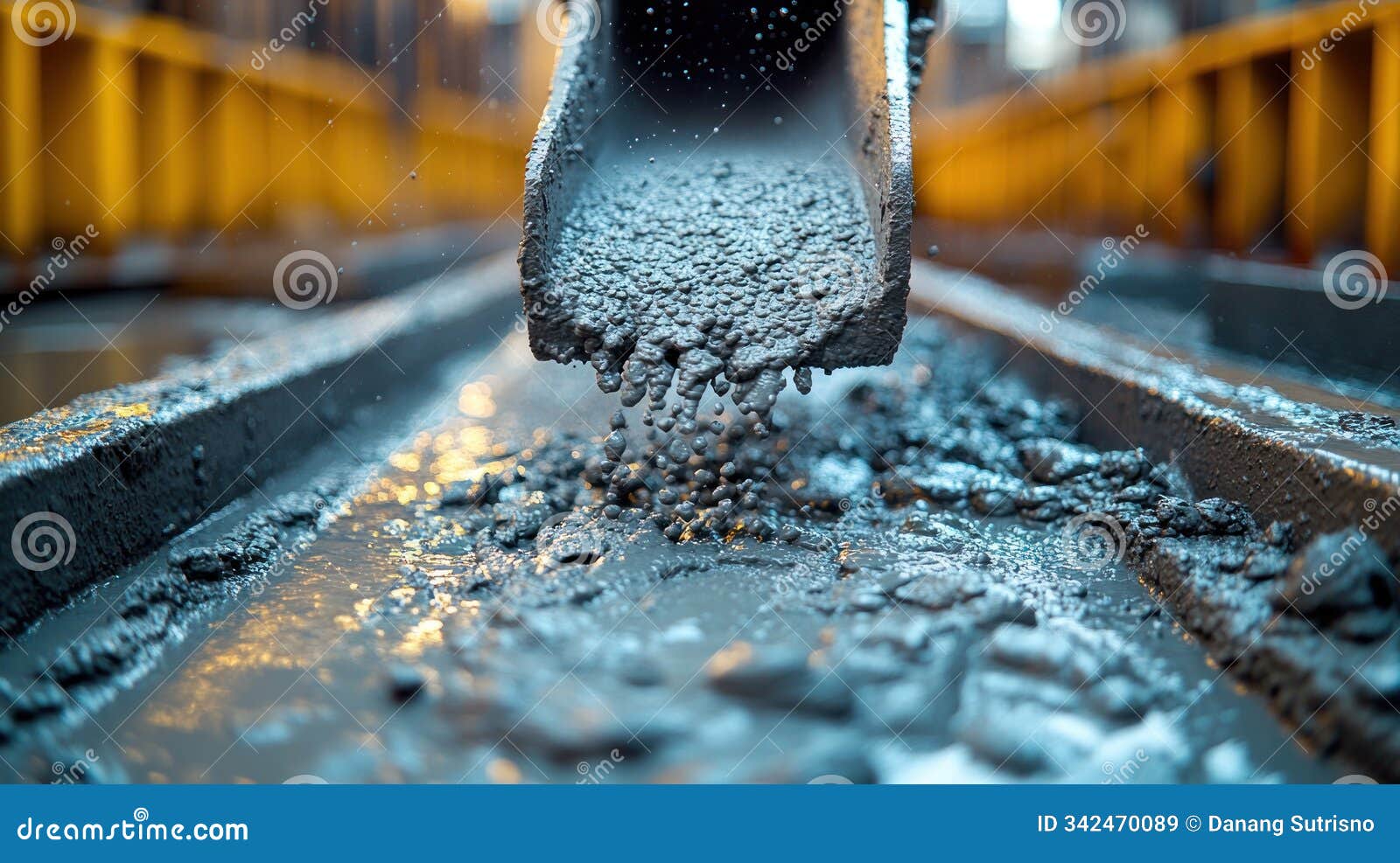 Concrete Being Poured from a Chute into a Formwork for a Construction ...