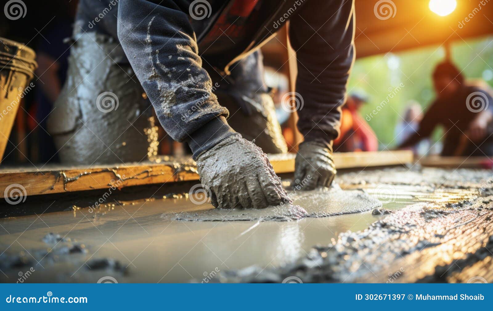 Concrete Being Poured at the Construction Site by a Dedicated Worker ...