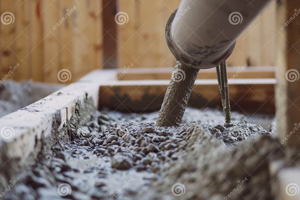 Concrete Being Poured into Formwork through a Pipe Stock Image - Image ...