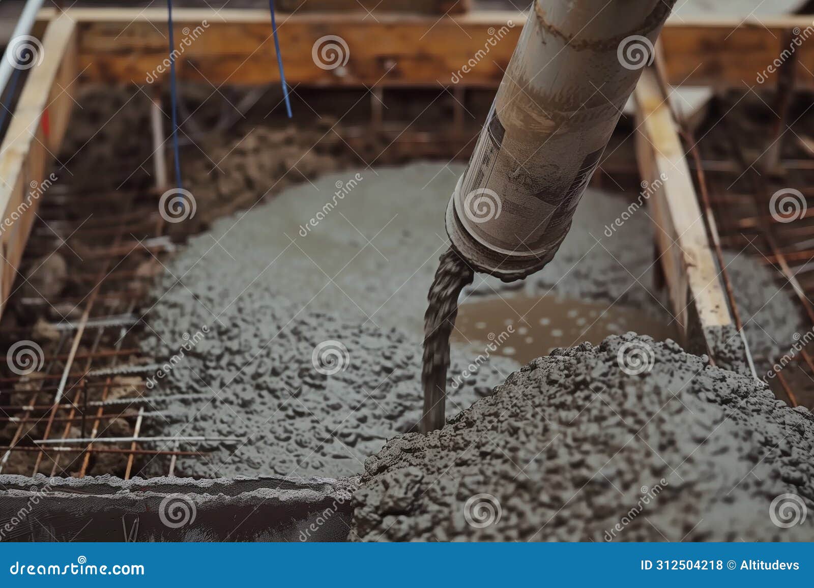 Concrete Being Poured into Formwork through a Pipe Stock Photo - Image ...