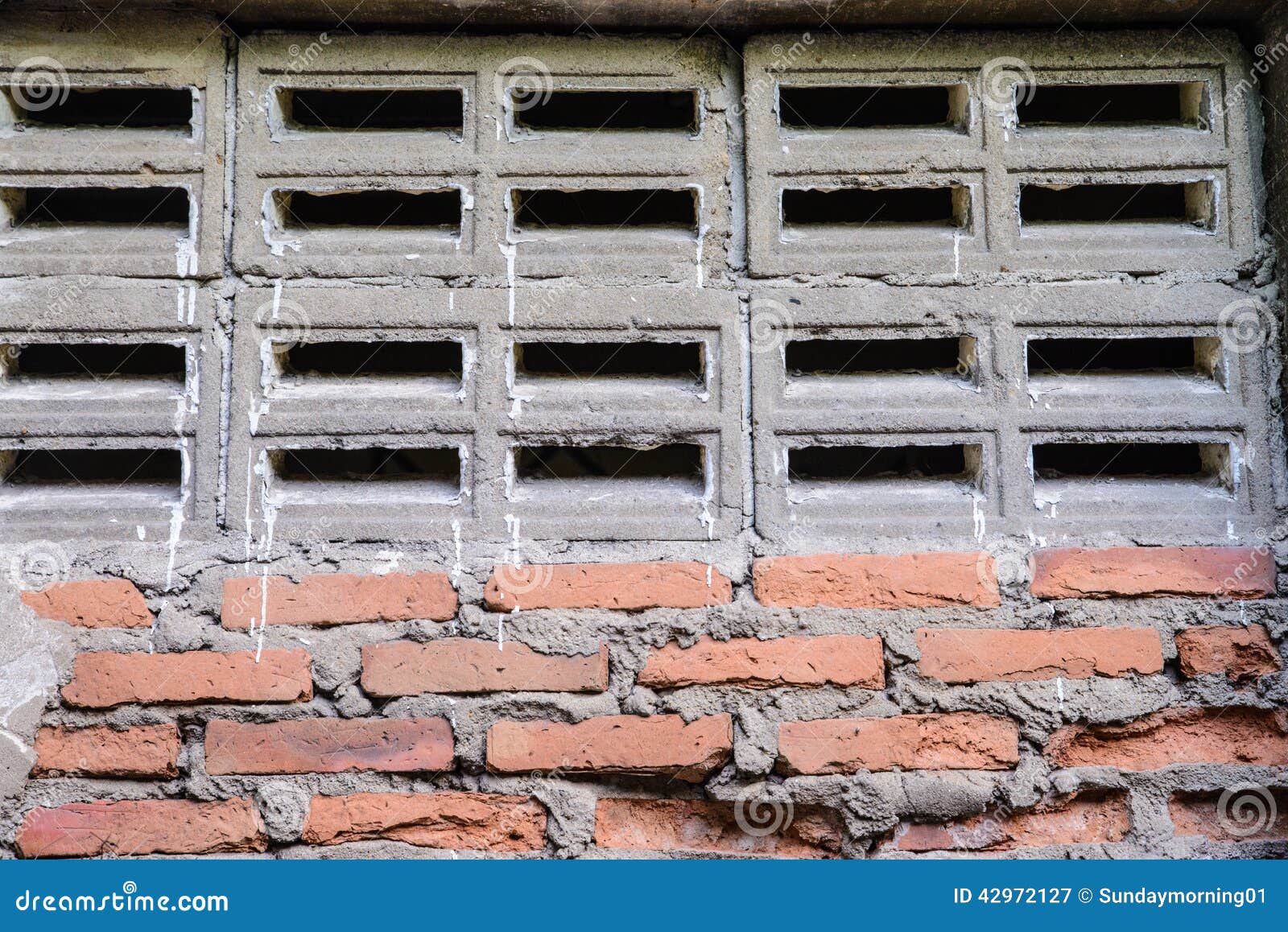 Concrete and Blick Block Wall Stock Image - Image of dirt, closeup ...