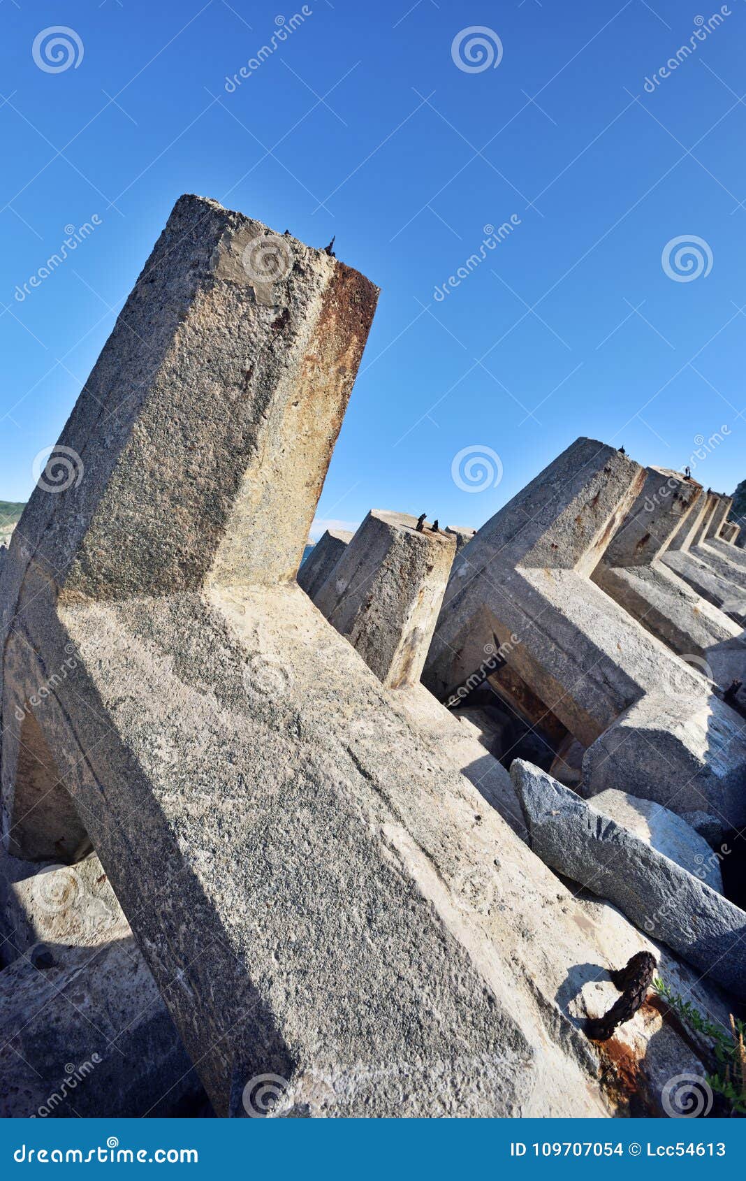Concrete block breakwater stock photo. Image of embankment - 109707054