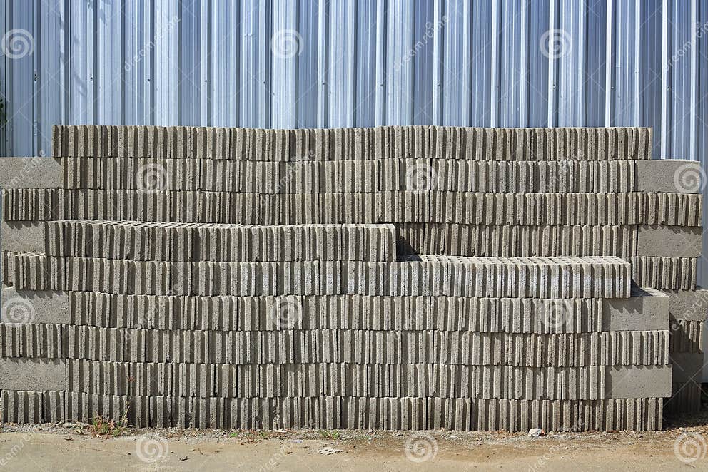 Concrete block stock photo. Image of block, heap, fence - 93259516