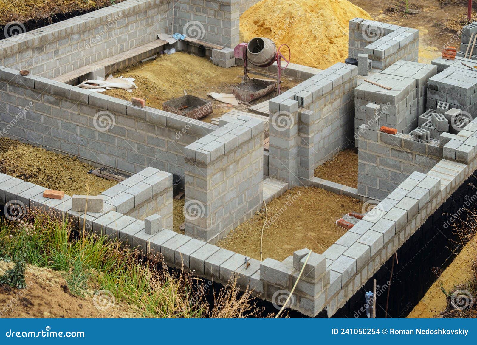 House Under Construction at a Construction Site Stock Photo - Image of ...
