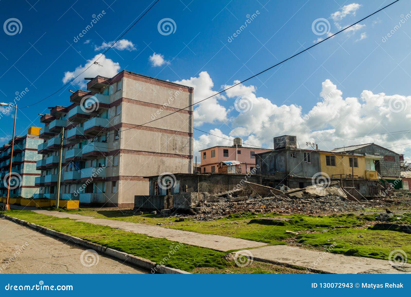 Concrete Block Buildings in Baracoa, Cu Stock Image - Image of ...