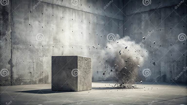 Dynamic Destruction: Concrete Block Explosion - Generative AI Stock ...