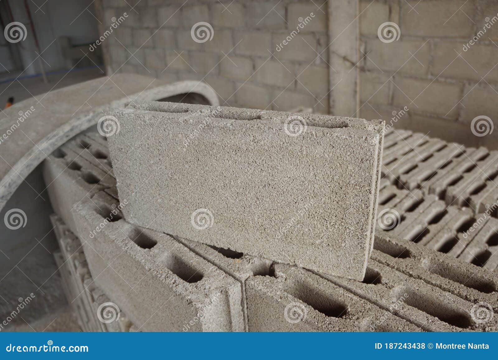 Cement Blocks on Construction Site. Stock Photo - Image of house ...