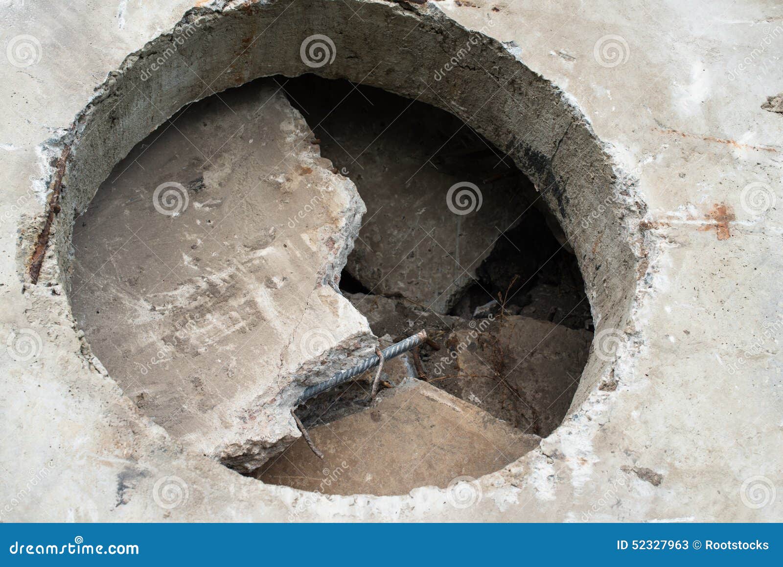 Concrete Block with the Manhole Opening Stock Image - Image of concrete ...