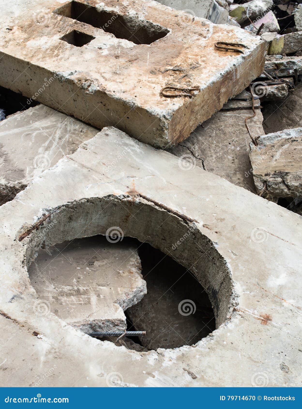 Concrete Block with the Manhole Opening Stock Photo - Image of manhole ...