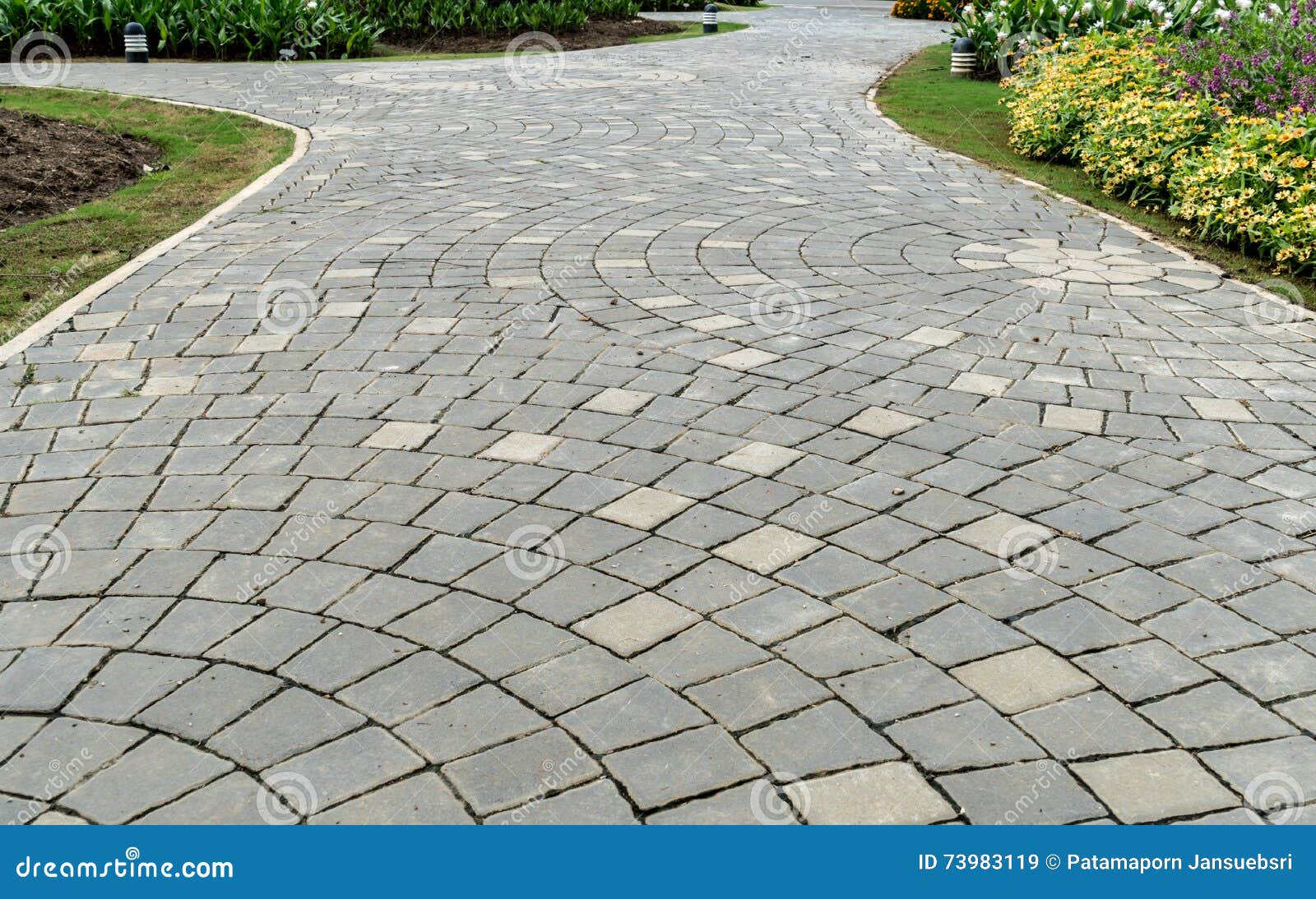 Concrete Block Pathway in Garden Stock Image - Image of beautiful, road ...