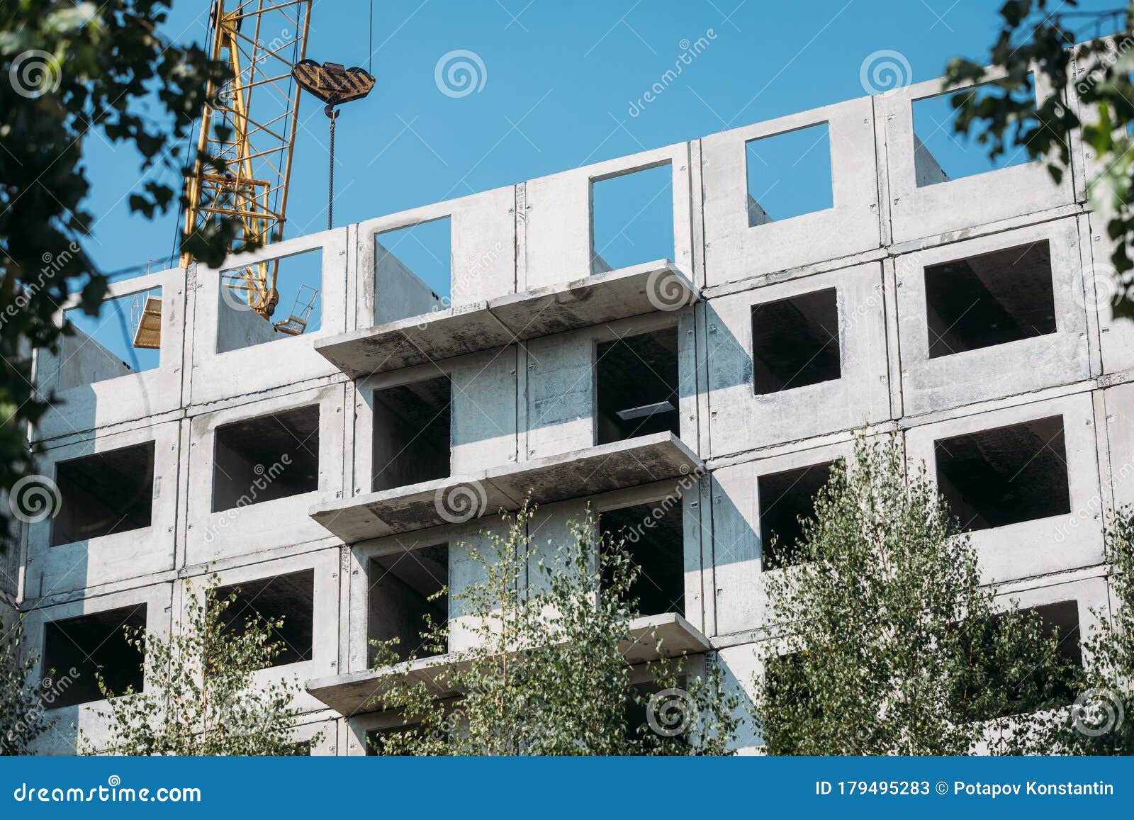 Concrete Blocks of an Apartment Building Under Construction on a Sunny ...