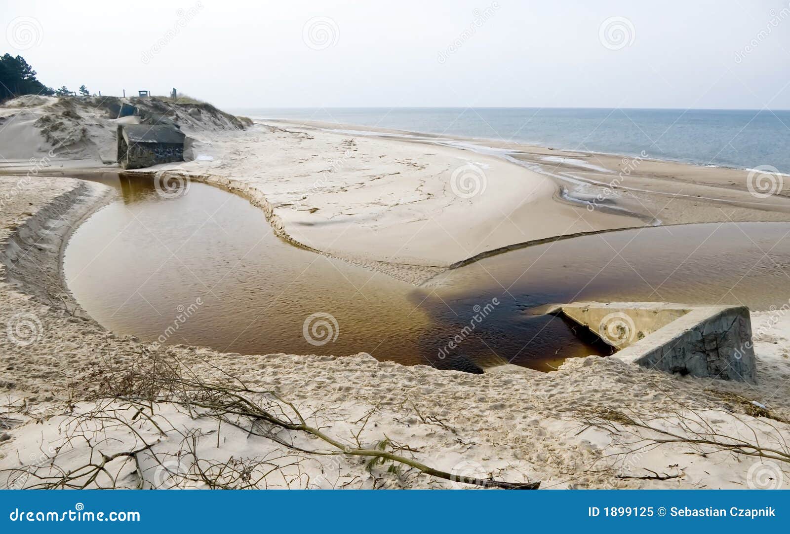 Concrete blocks on beach. stock image. Image of darlowo - 1899125