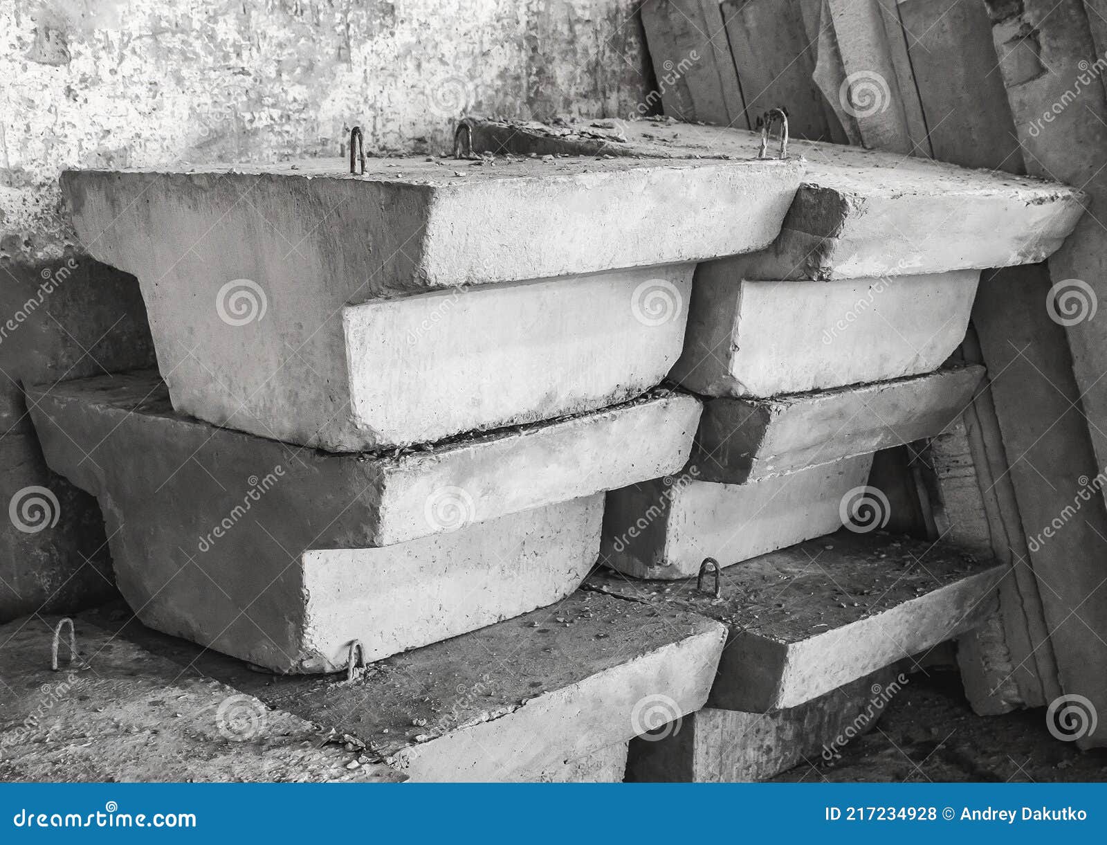 Concrete Blocks at a Construction Site. Concrete Structures in an ...