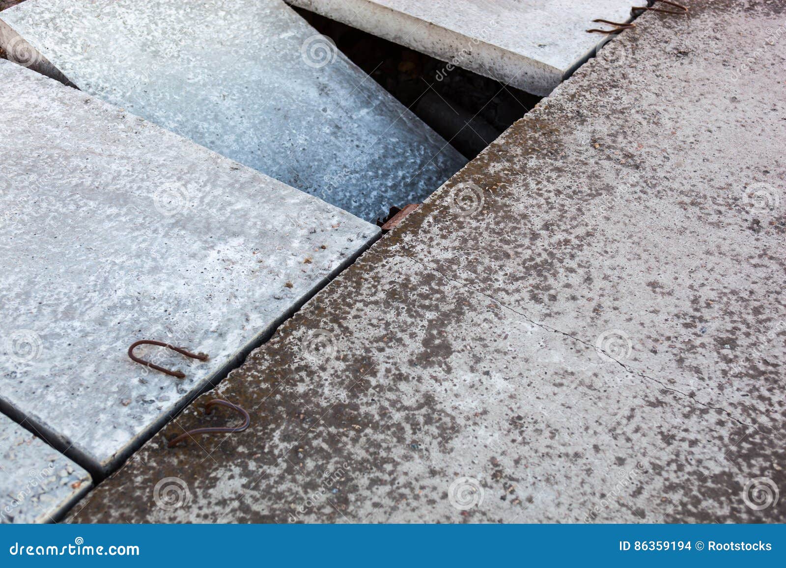 Concrete Blocks Covering the Hole Stock Photo - Image of loop ...