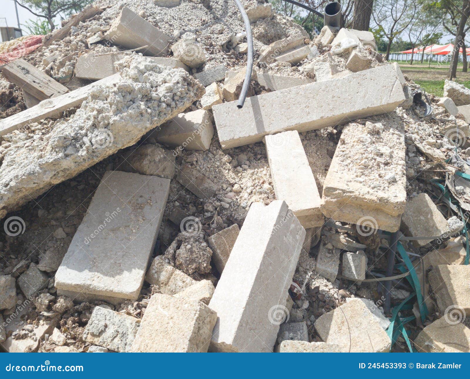 Concrete Blocks after Destruction of a Building Stock Image - Image of ...