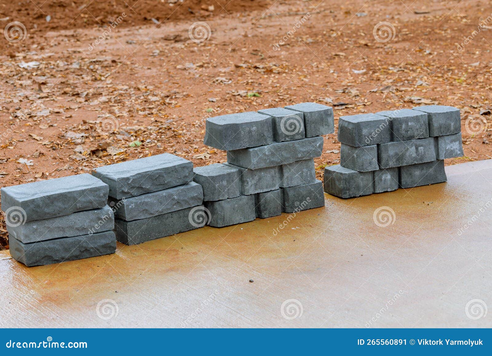 Concrete Blocks on the Ground Stock Image - Image of development, road ...
