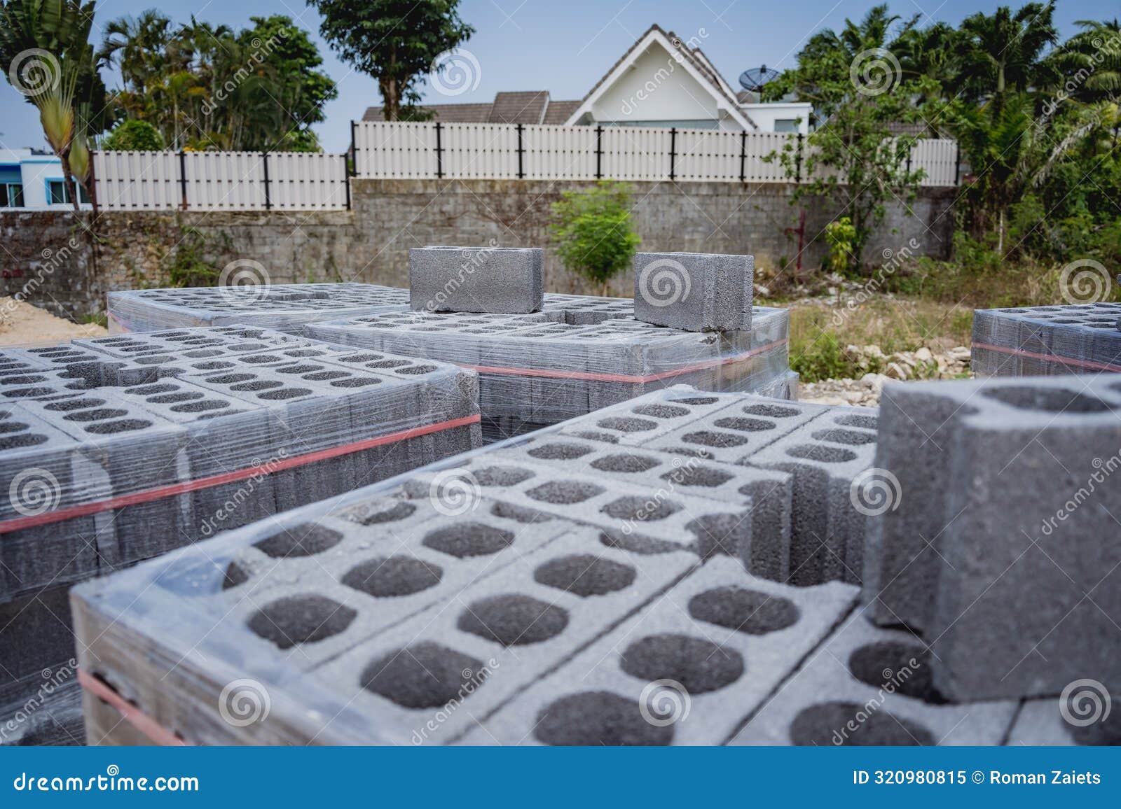 Concrete Blocks with Holes Stacked on Top of Each Other Stock Image ...