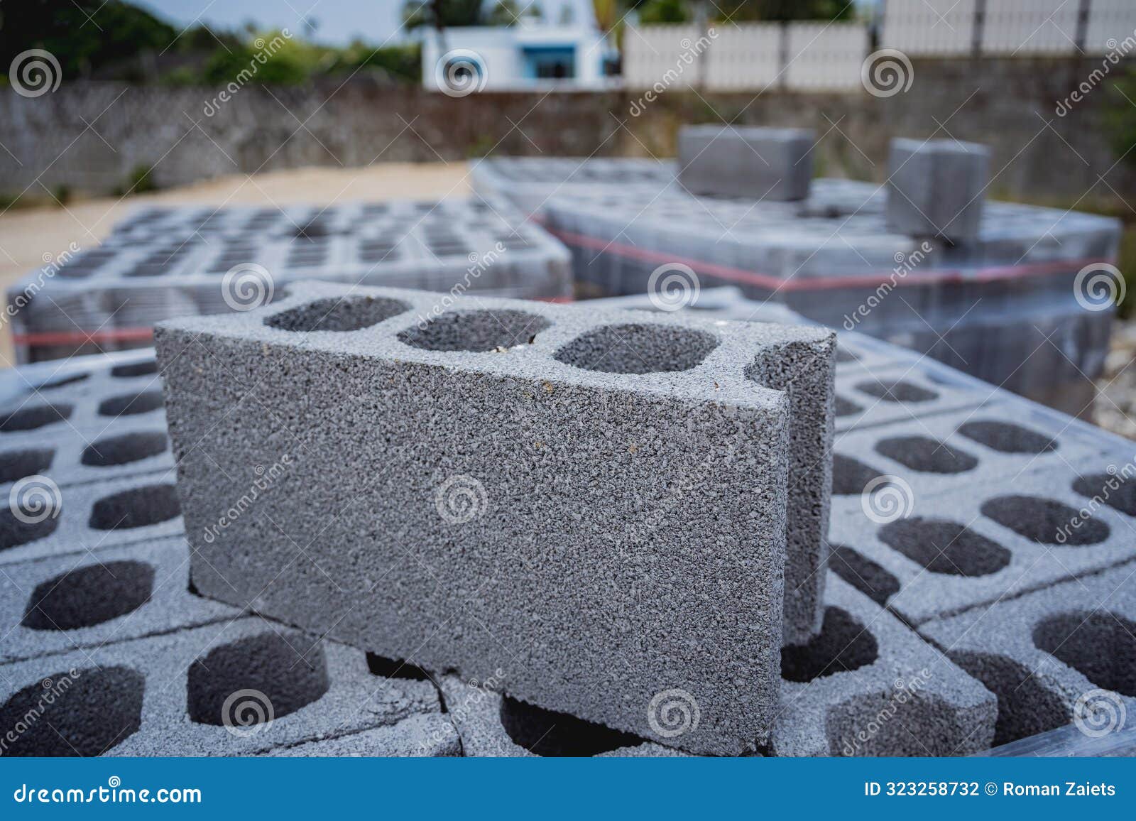 Concrete Blocks with Holes Stacked on Top of Each Other Stock Photo ...