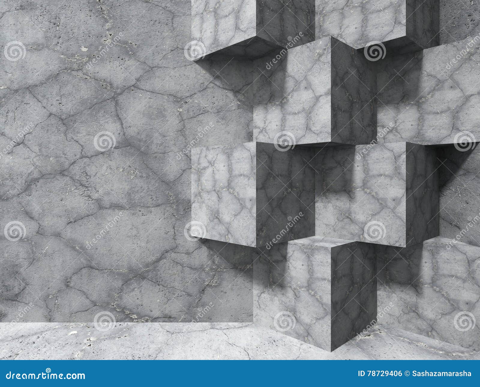 Concrete Blocks Modern Architecture Wall Background Stock Illustration ...