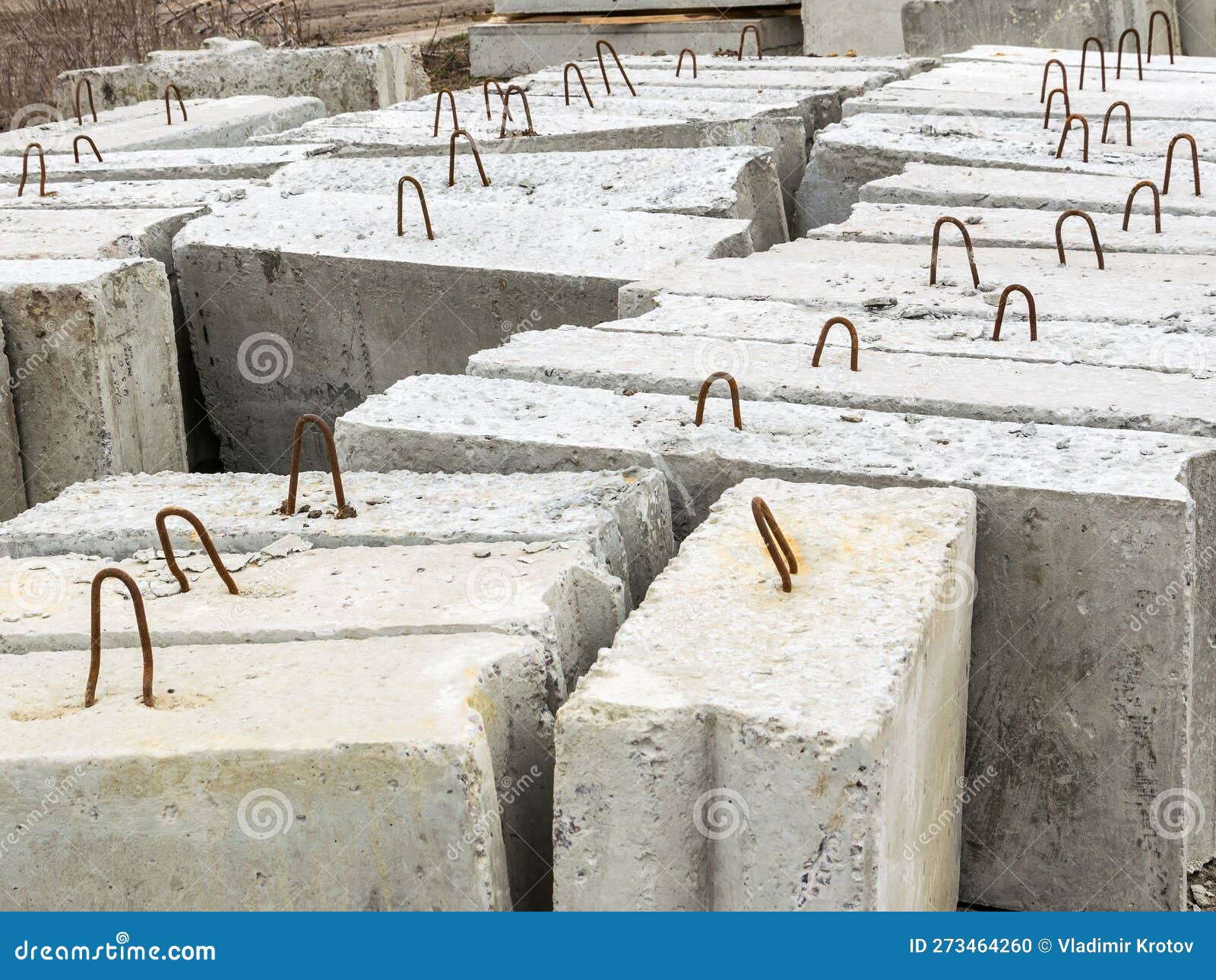 Concrete Blocks with Mounting Loops Stock Photo - Image of wall ...