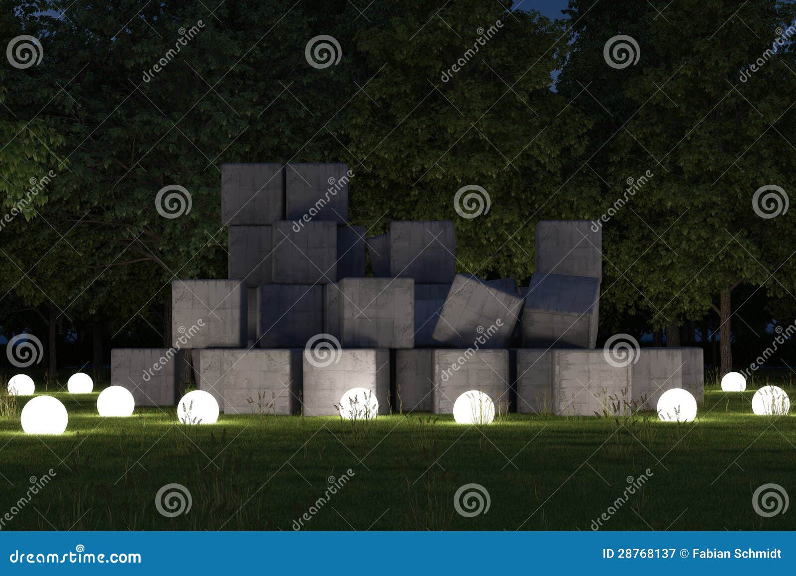 Concrete blocks at night stock illustration. Illustration of ...