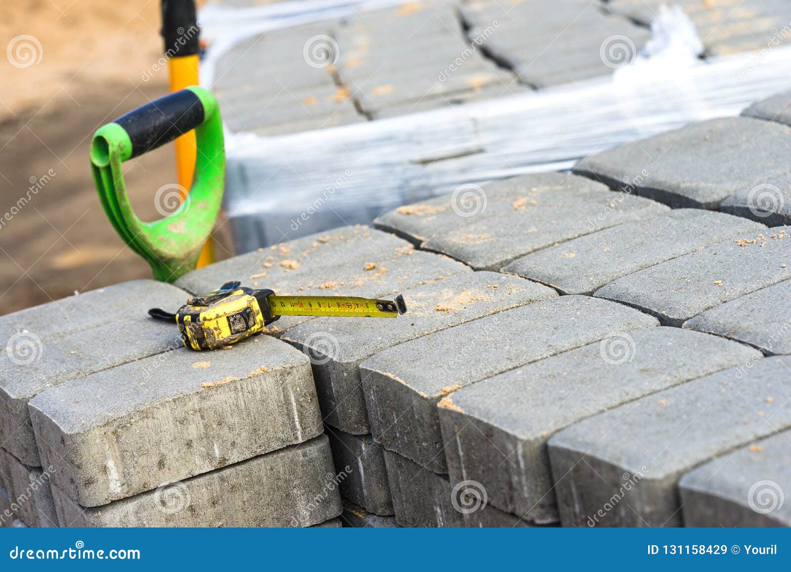 Concrete Blocks Prepared for the Paving of a Street Stock Image - Image ...