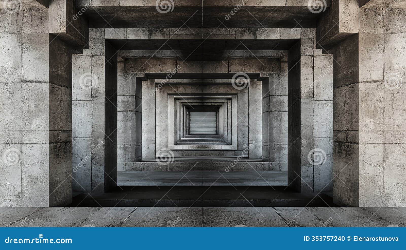Concrete Blocks Receding into Linear Perspective. Stock Illustration ...