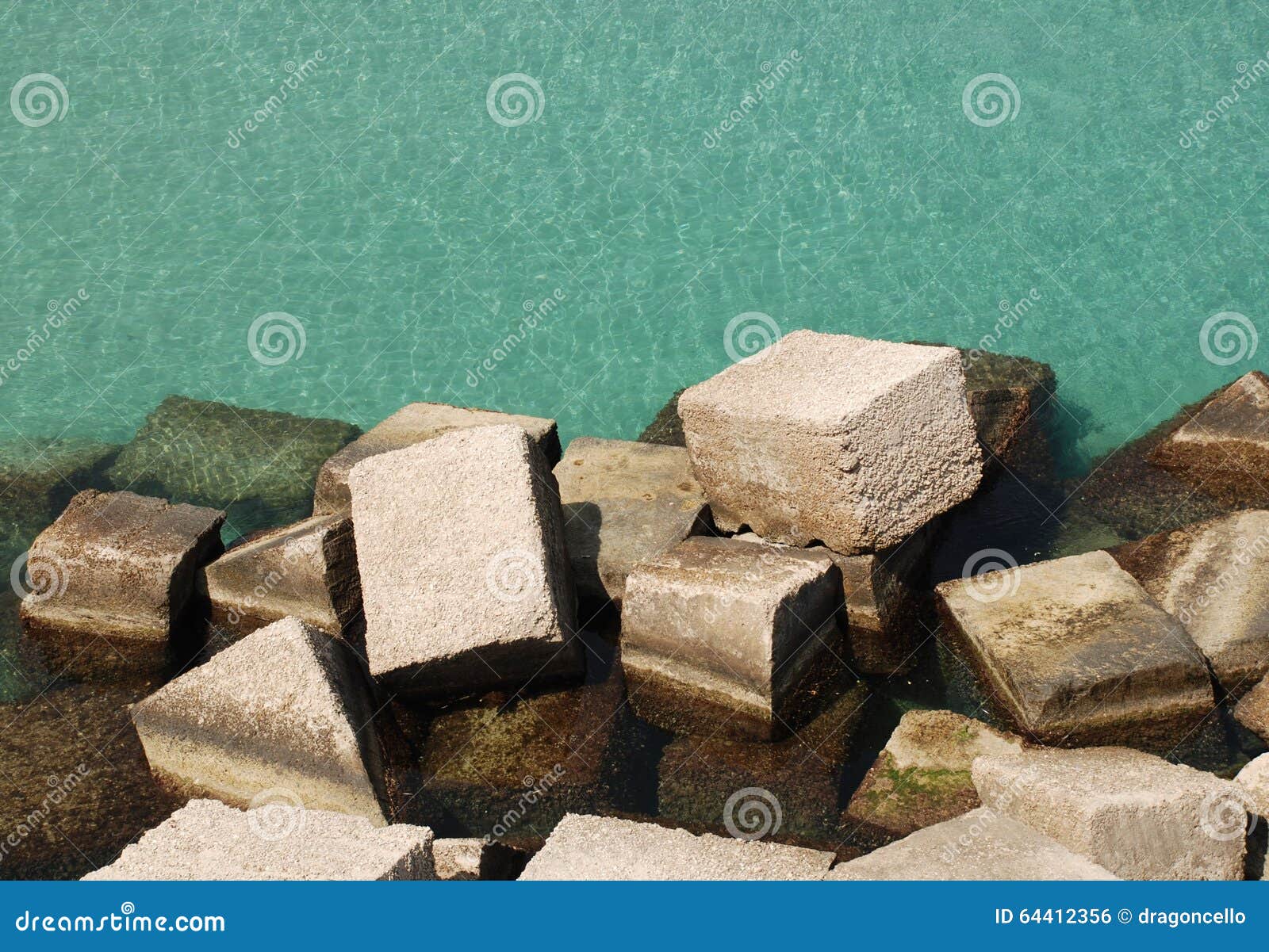 Concrete Blocks by Sea stock photo. Image of brown, oceans - 64412356