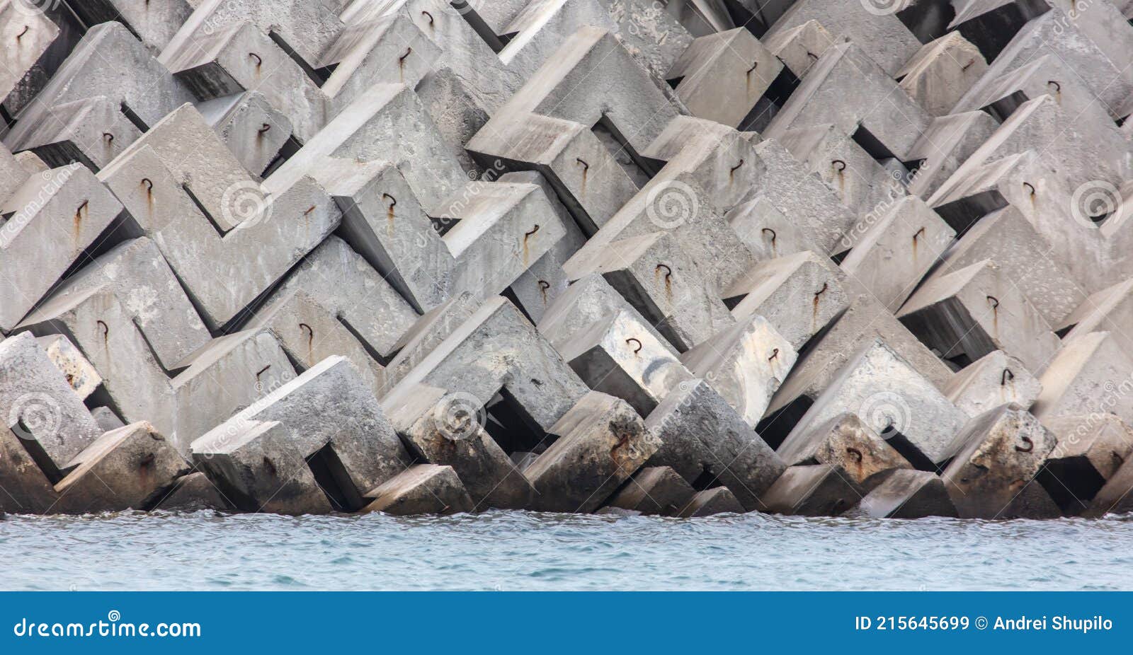Concrete Blocks on the Seashore Stock Image - Image of seaside ...