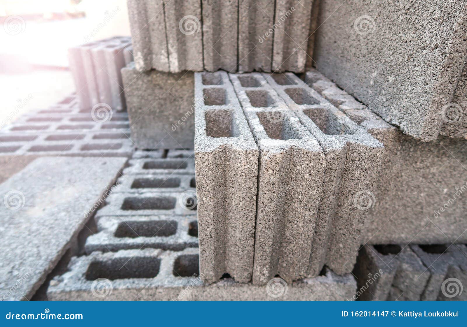 Concrete Blocks Stack Close Up Stock Image - Image of industrial ...