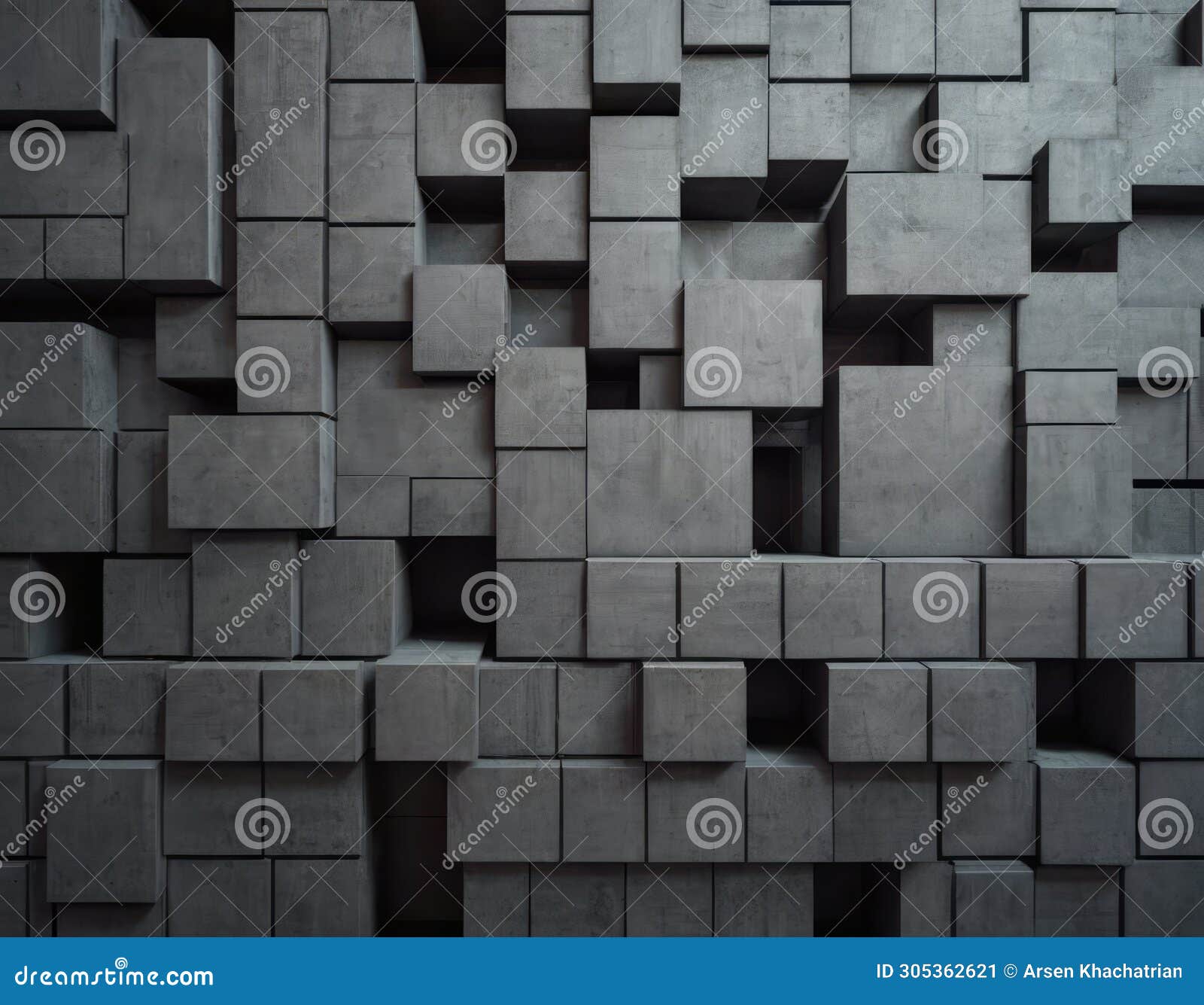 Concrete Blocks Stand at Different Depths. Background Stock ...