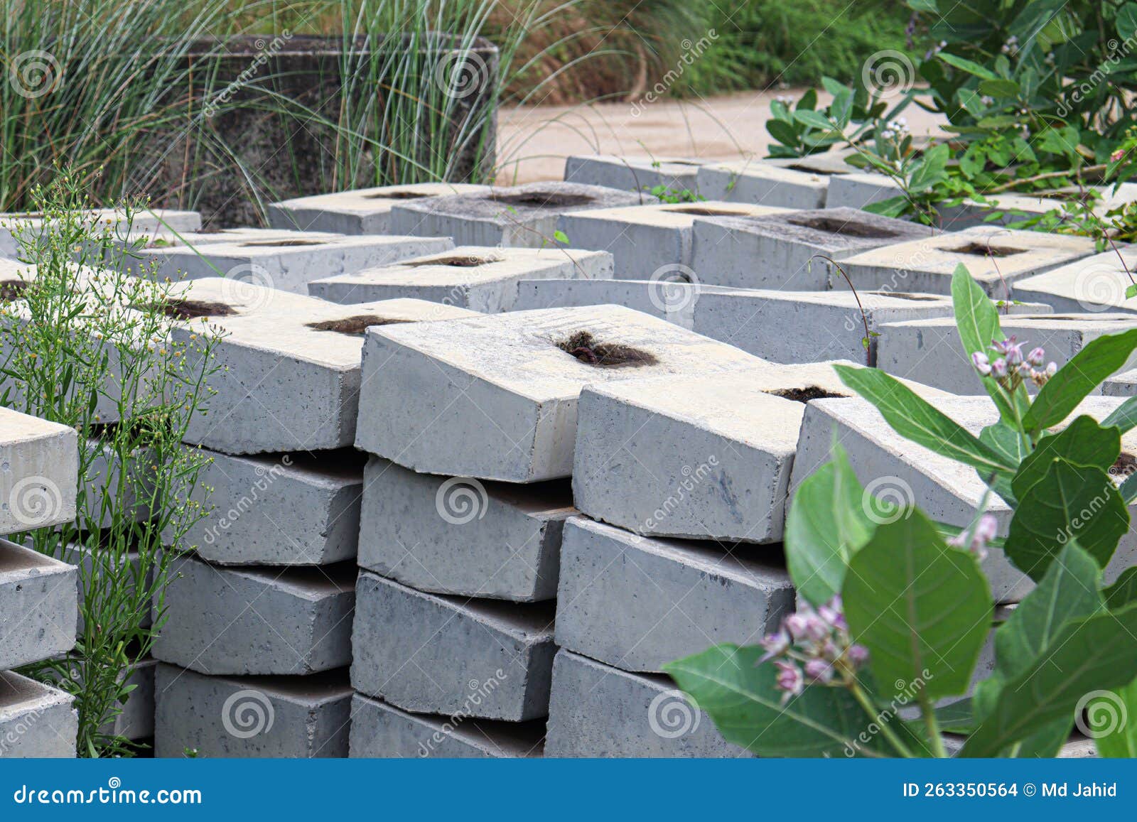 Concrete Blocks Stock on Construction Site Stock Photo - Image of ...