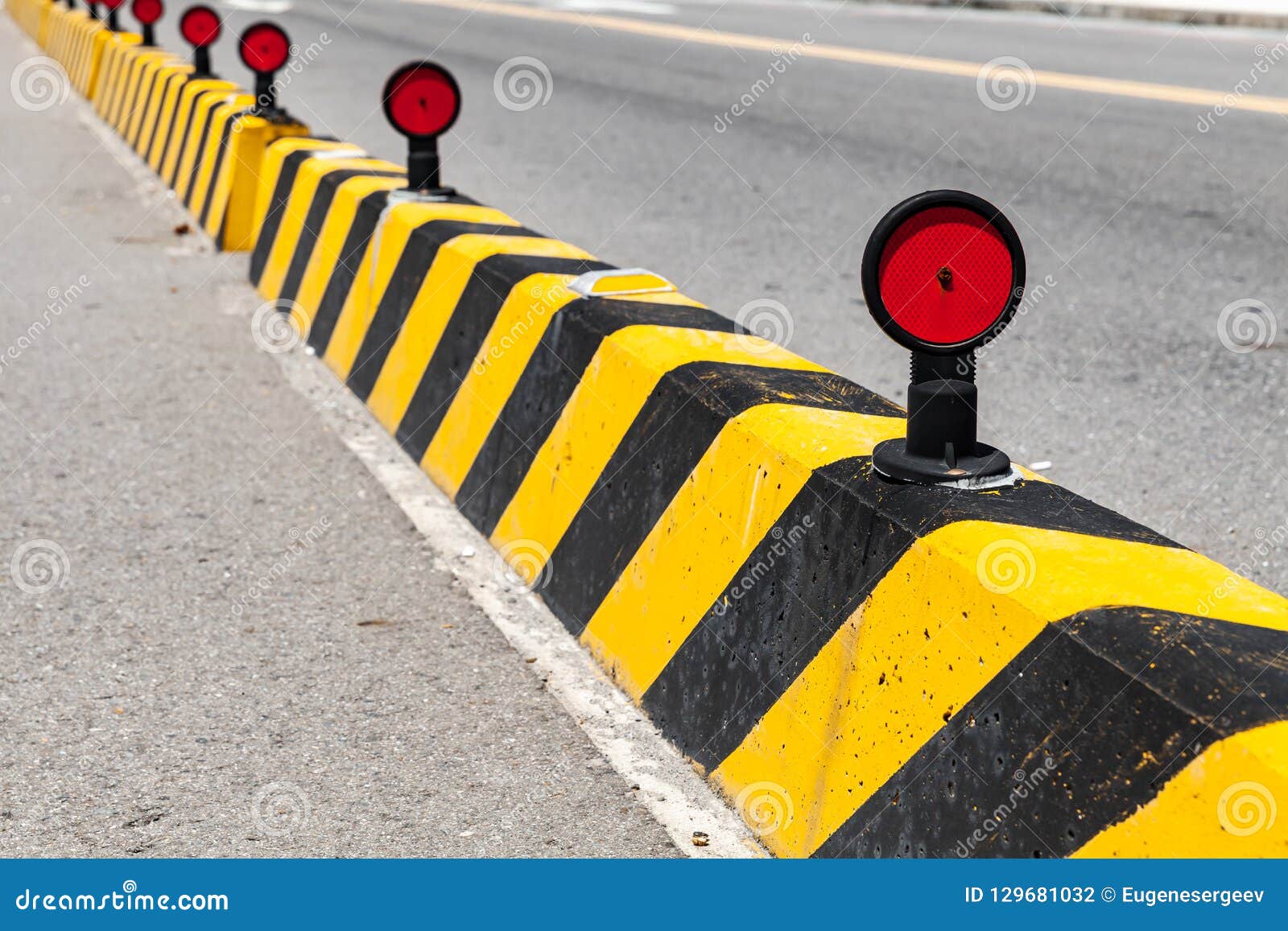 Concrete Blocks with Striped Caution Pattern Stock Photo - Image of ...