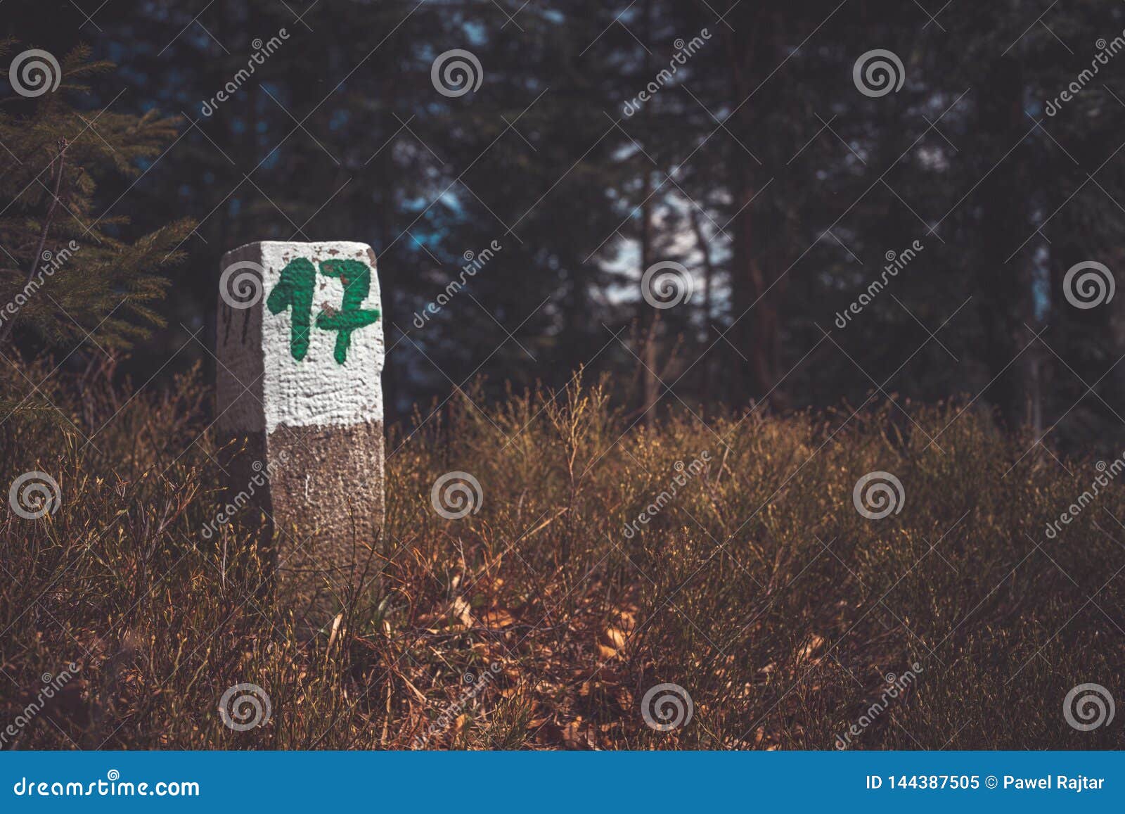 Concrete Border Post on a Mountain Road Stock Image - Image of pole ...