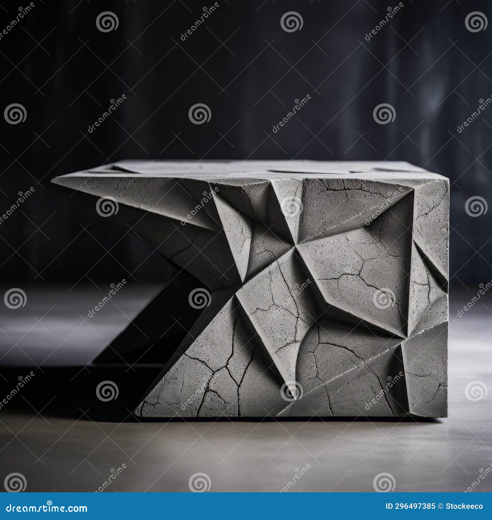 Crumbly Hrolf Concrete Design with Wooden Furniture Carving and Prism ...
