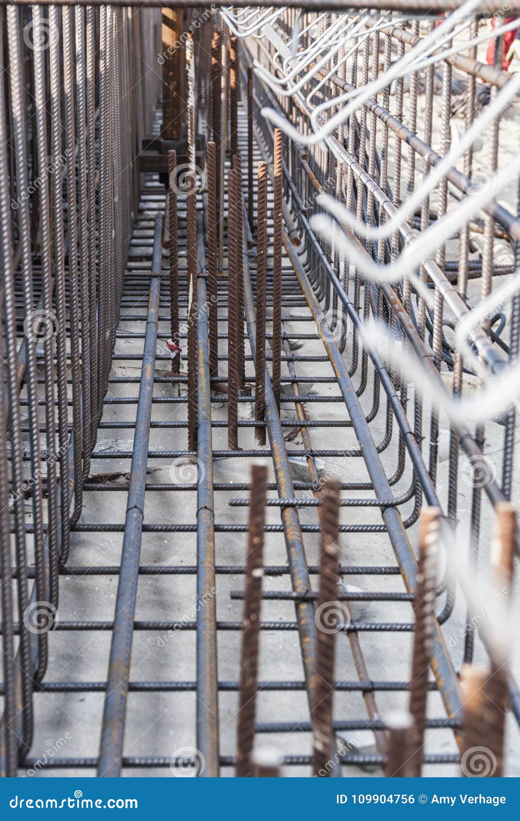 Reinforced Concrete in a Row at a Construction Side Stock Photo - Image ...