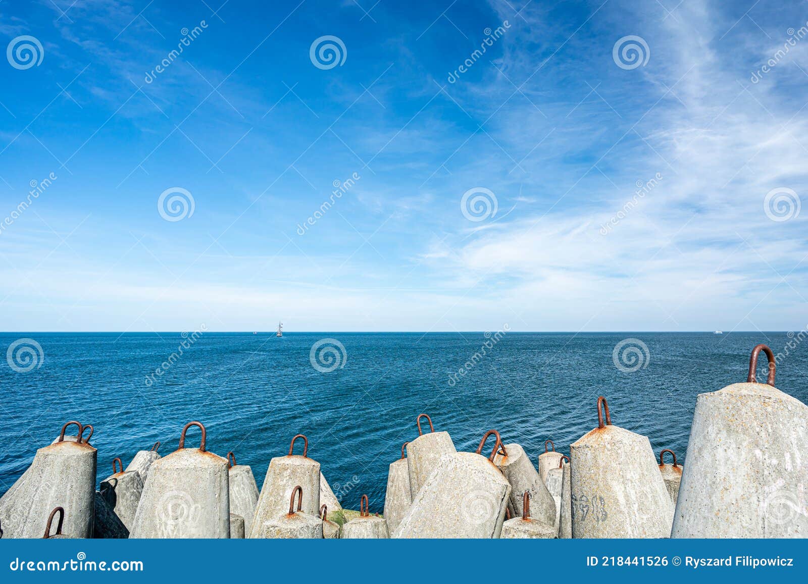 Concrete Breakwater on the End of Pier. Stock Photo - Image of storm ...