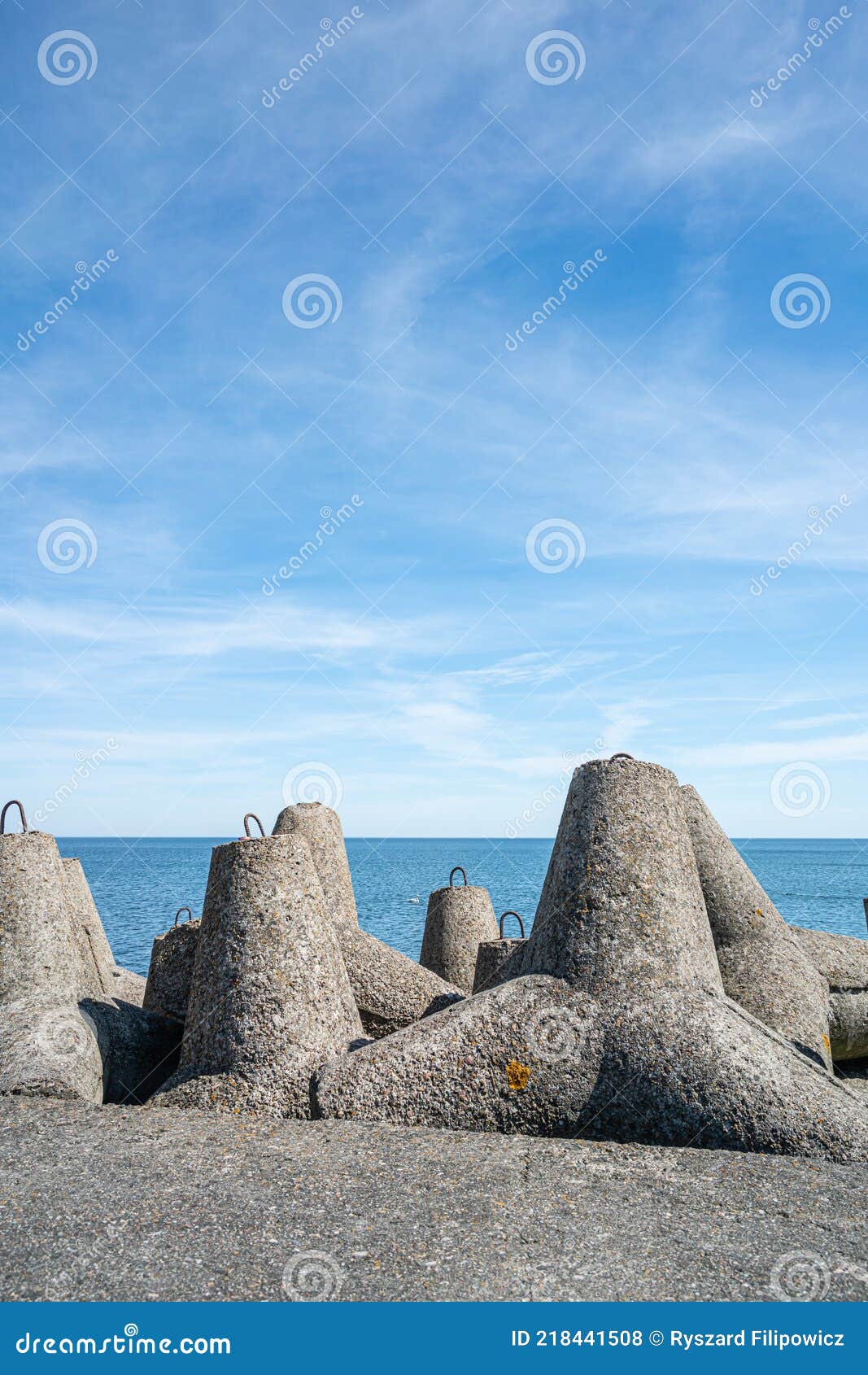 Concrete Breakwater on the End of Pier. Stock Photo - Image of vacation ...