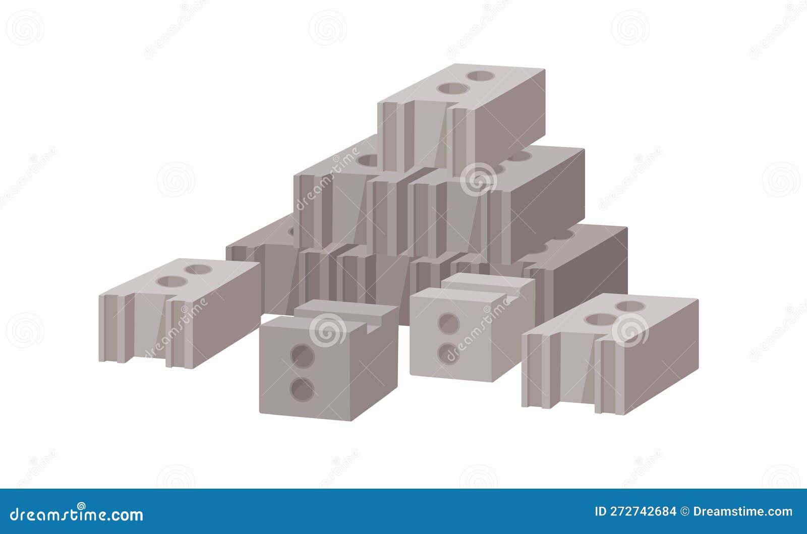 Concrete Brick Pile. Masonry Units, Gray Blocks Heap Stock Vector ...