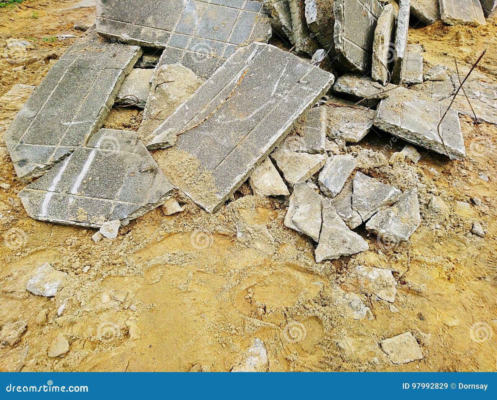 Concrete and Brick Rubble Debris on Construction Site Stock Image ...