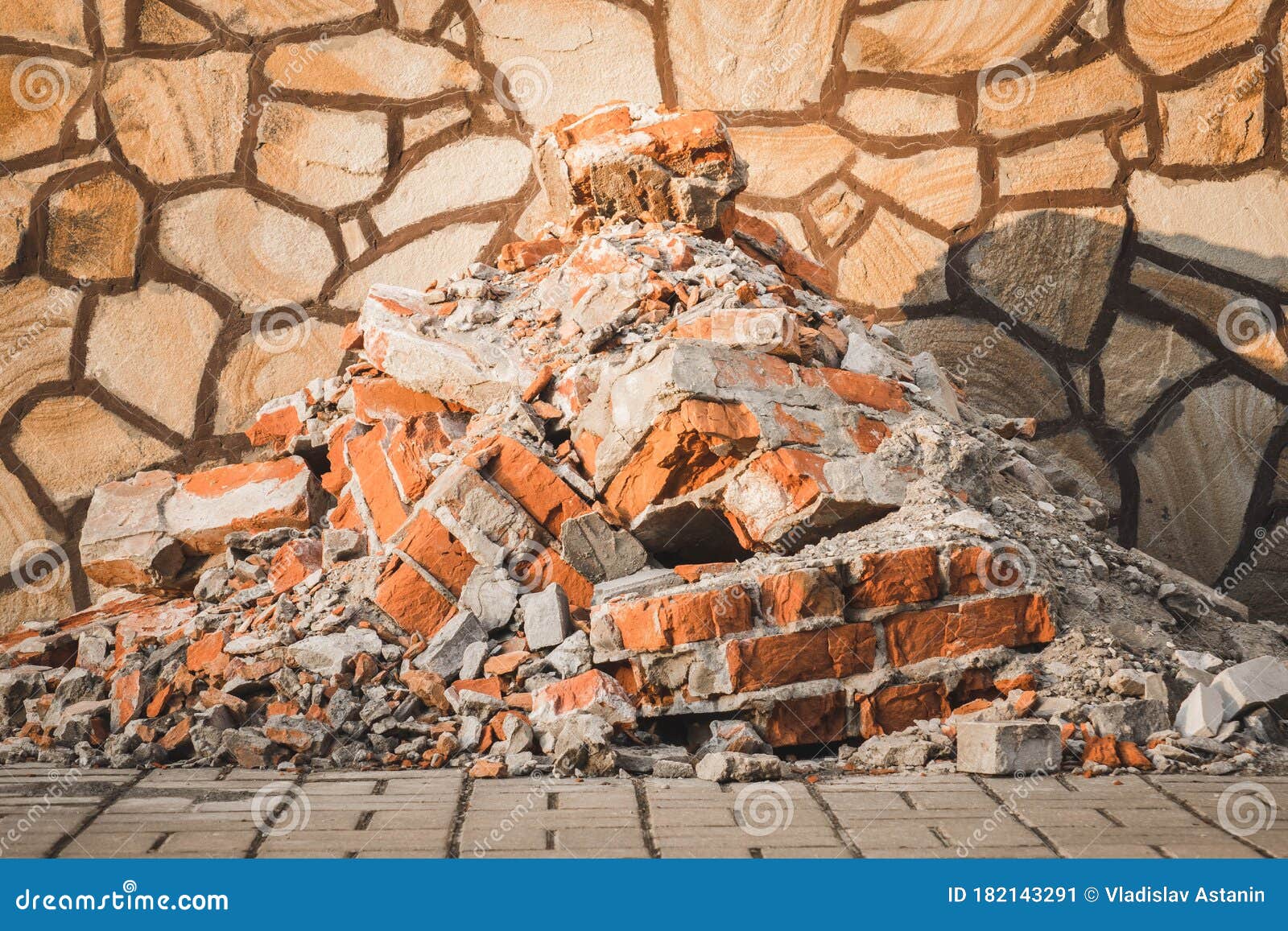 Concrete and Brick Rubble Debris on Construction Site Stock Image ...