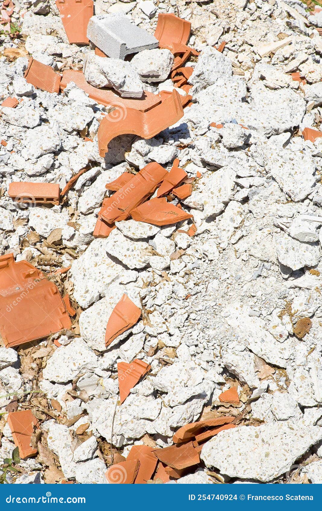 Concrete and Brick Rubble Debris on Construction Site after a De Stock ...