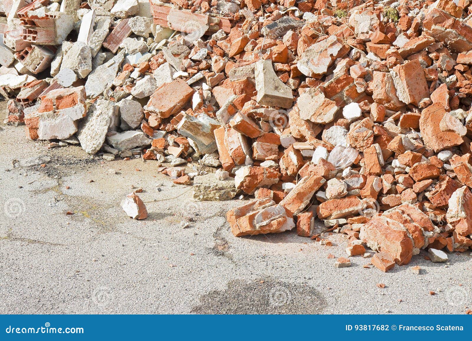 Concrete and Brick Rubble Debris on Construction Site after a De Stock ...
