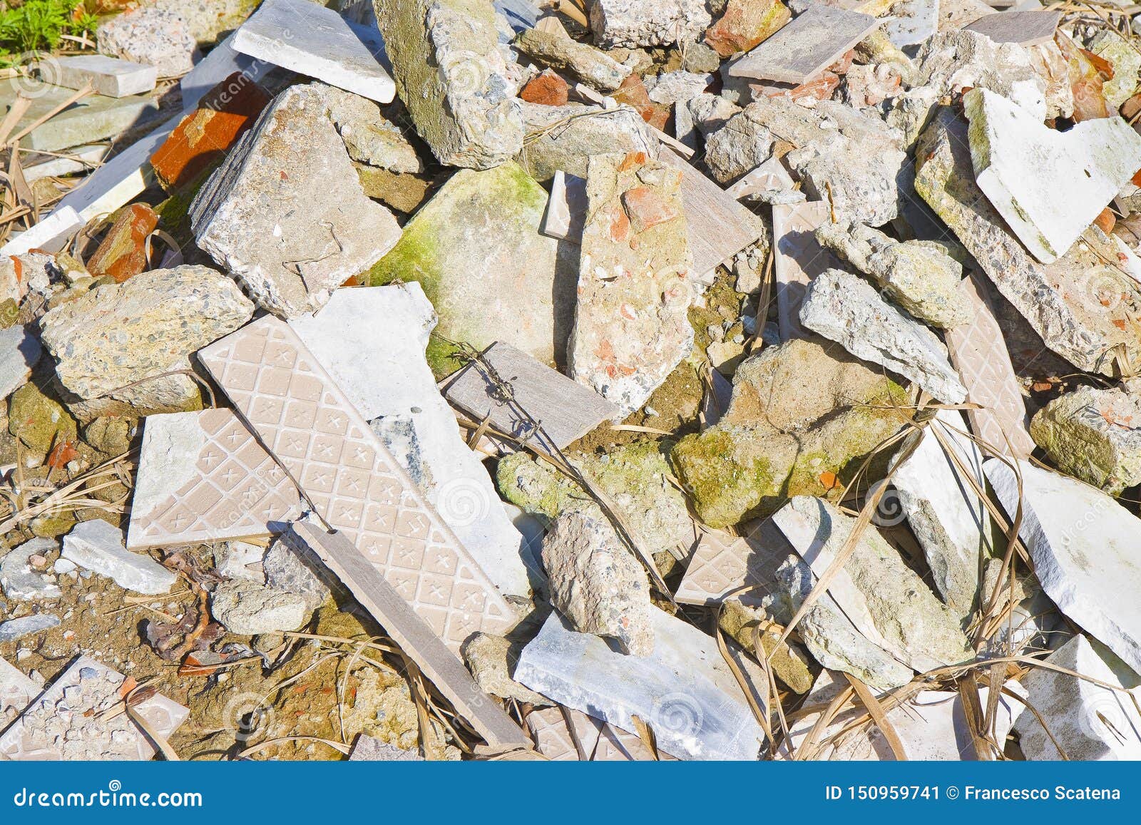 Concrete and Brick Rubble Debris on Construction Site after a ...