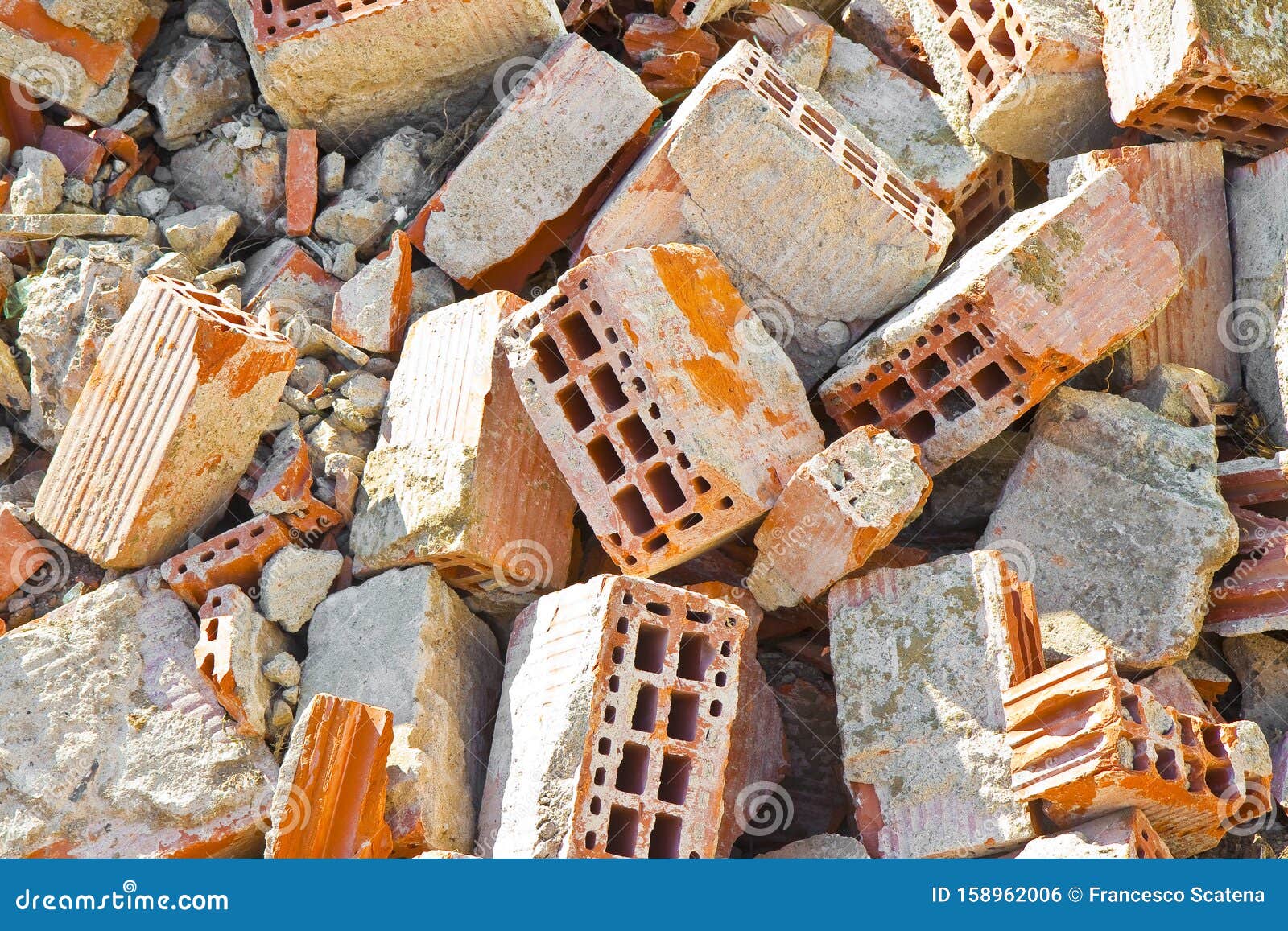 Concrete and Brick Rubble Debris on Construction Site after a ...