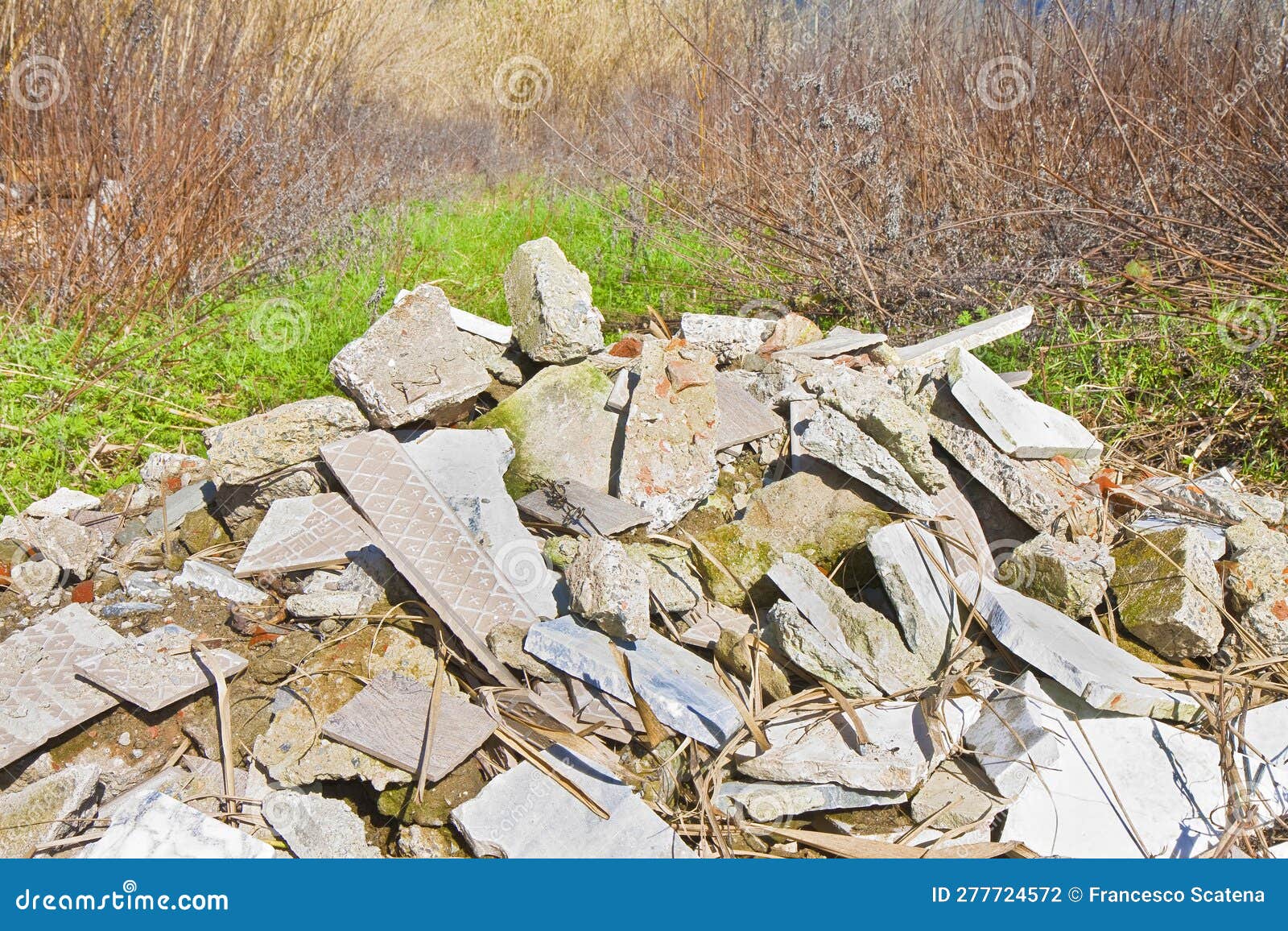 Concrete and Brick Rubble Debris on Construction Site after a ...